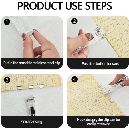 Portable Handheld Paper Clip Dispenser with 50 Stainless Steel Metal ...