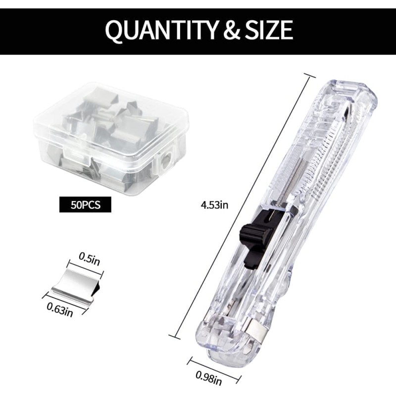 Portable Handheld Paper Clip Dispenser with 50 Stainless Steel Metal ...
